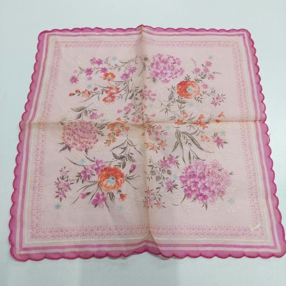Accessories | Sold Vintage Handkerchief Pink Floral Square | Poshmark